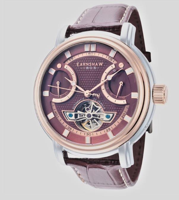 Thomas Earnshaw Retrograde Open Heart Automatic Brown Men’s Watch ...